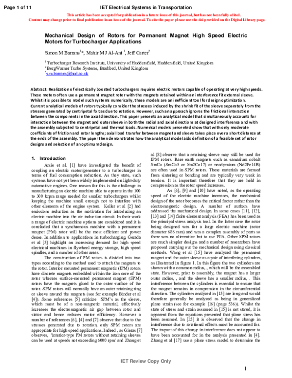 (PDF) Mechanical design of rotors for permanent magnet high‐speed ...