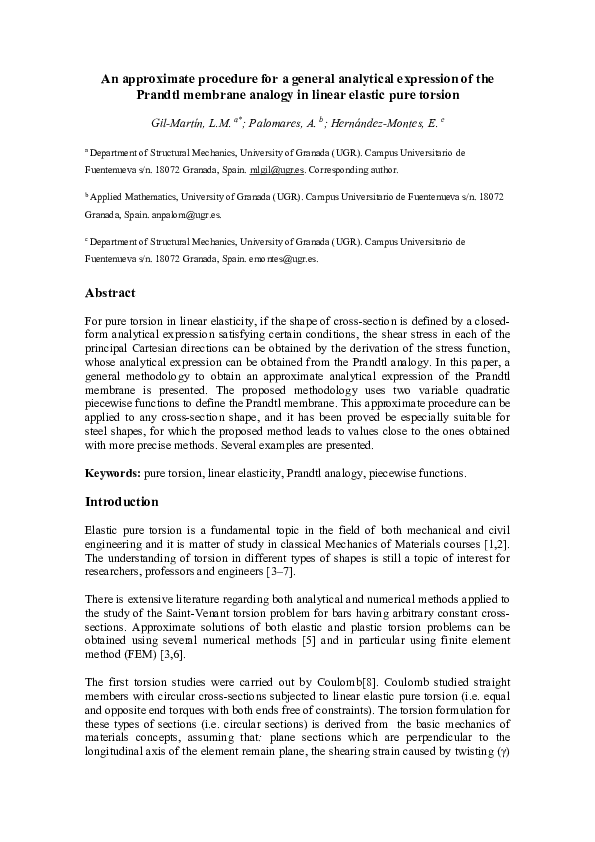 (PDF) An approximate procedure for a general analytical expression of the Prandtl membrane ...