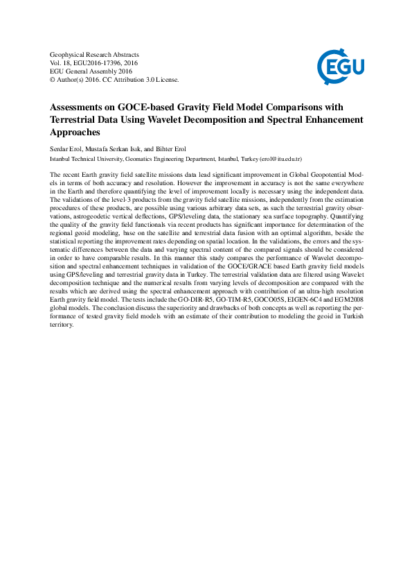 (PDF) Assessments on GOCE-based Gravity Field Model Comparisons with Terrestrial Data Using ...