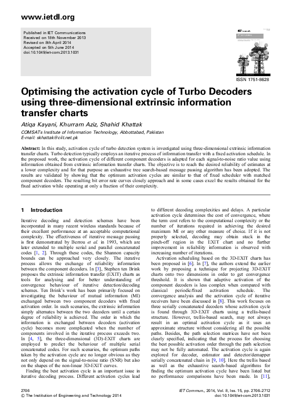 (PDF) Optimising the activation cycle of Turbo Decoders using three-dimensional extrinsic ...