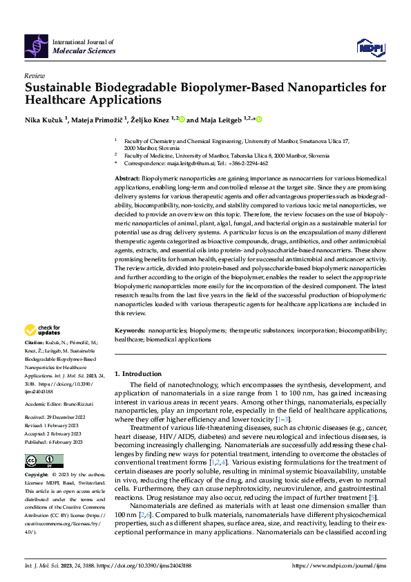 (PDF) Sustainable Biodegradable Biopolymer-Based Nanoparticles for ...