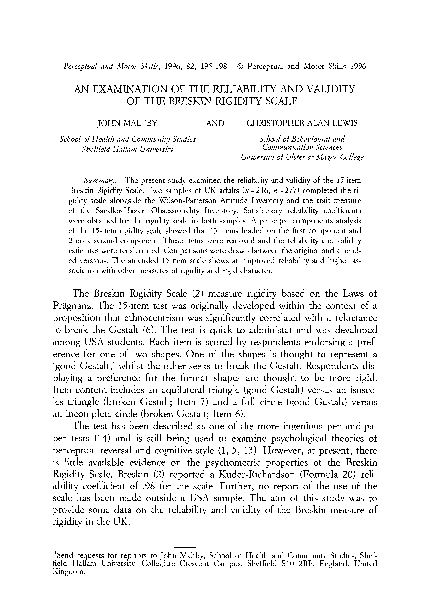 (PDF) An Examination of the Reliability and Validity of the Breskin Rigidity Scale