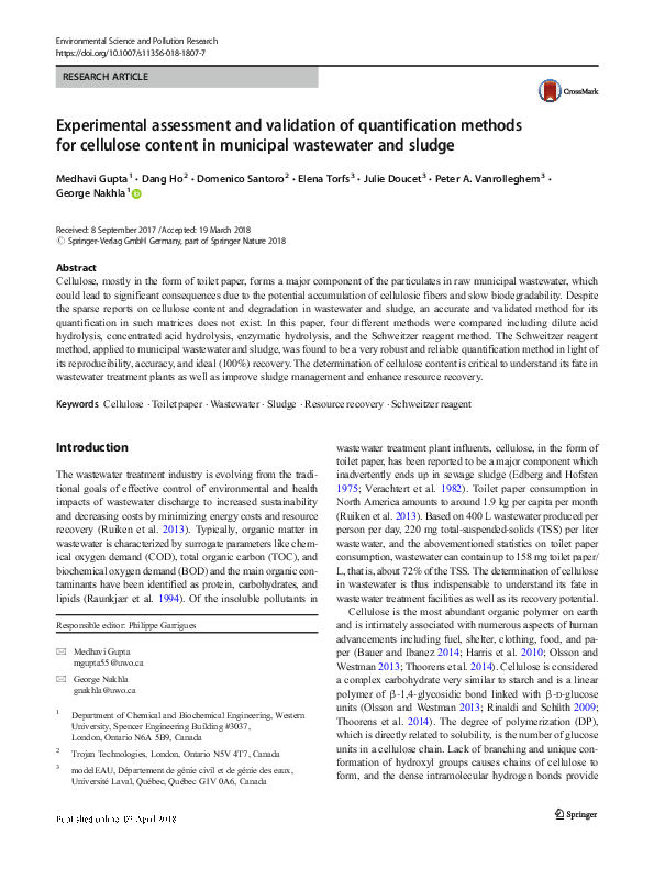 (PDF) Experimental assessment and validation of quantification methods for cellulose content in ...