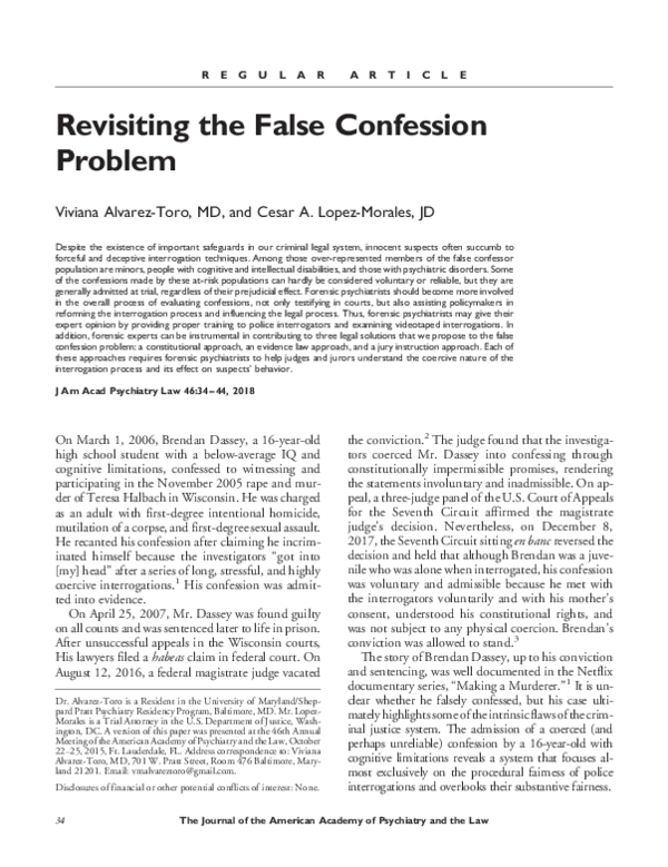 (PDF) Revisiting the False Confession Problem