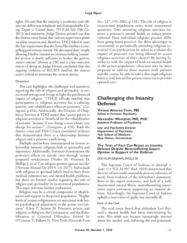 (PDF) Challenging the Insanity Defense