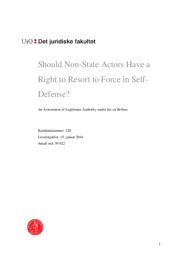 (PDF) Should Non-State Actors Have a Right to Resort to Force in Self ...