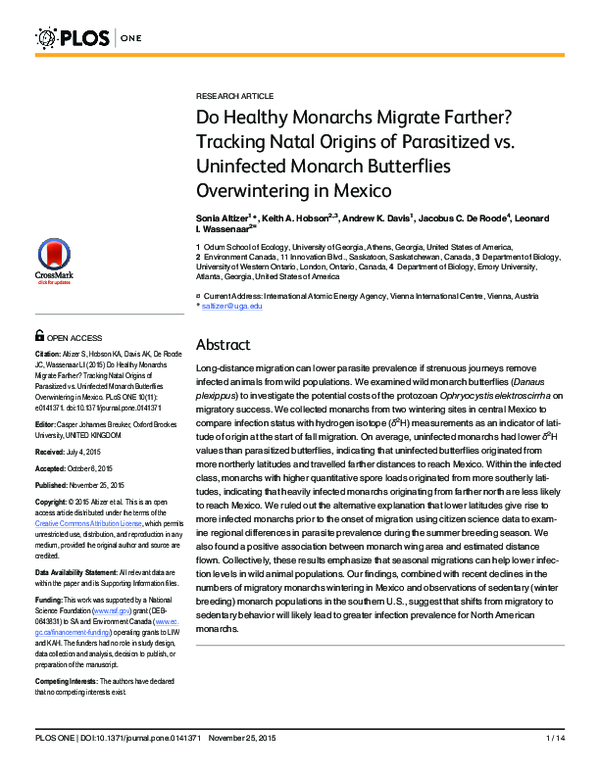 (PDF) Do Healthy Monarchs Migrate Farther? Tracking Natal Origins of ...