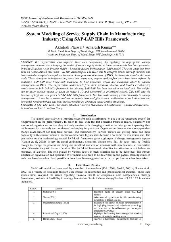 (PDF) System Modeling of Service Supply Chain in Manufacturing Industry ...