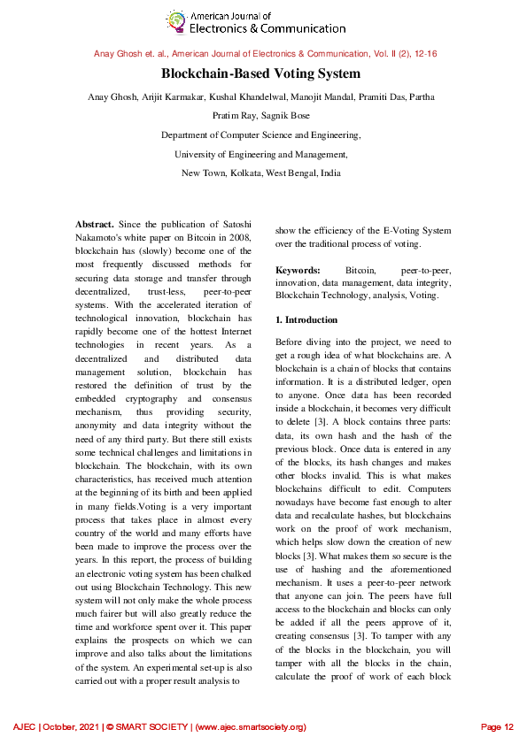 (PDF) Blockchain-Based Voting System