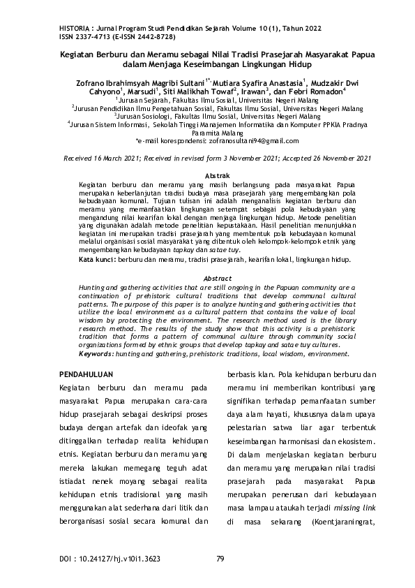 (PDF) Kegiatan Berburu dan Meramu sebagai Nilai Tradisi Prasejarah ...
