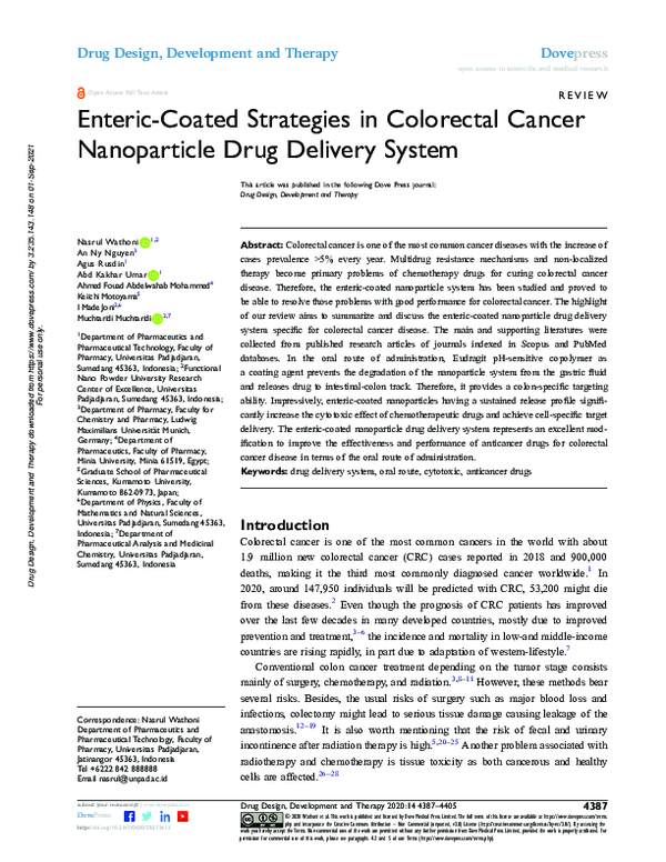 (PDF) Enteric-Coated Strategies in Colorectal Cancer Nanoparticle Drug ...