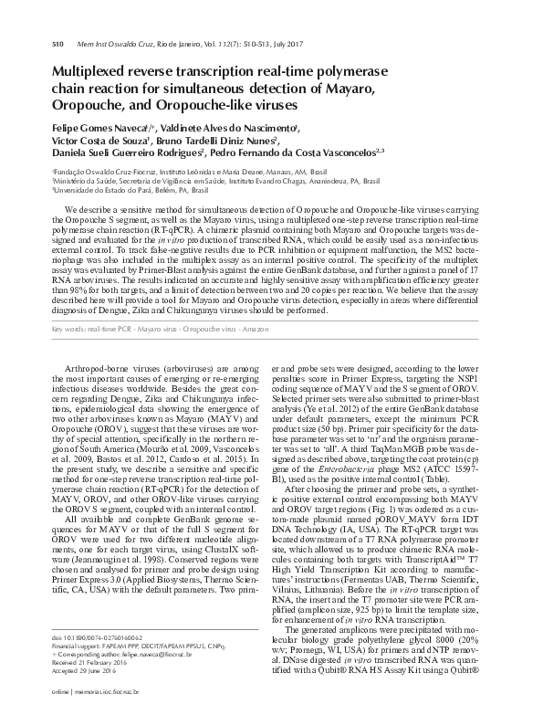 (PDF) Multiplexed reverse transcription real-time polymerase chain reaction for simultaneous ...