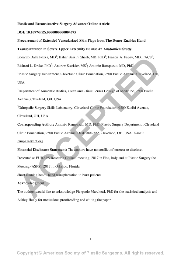 (PDF) Procurement of Extended Vascularized Skin Flaps from the Donor ...