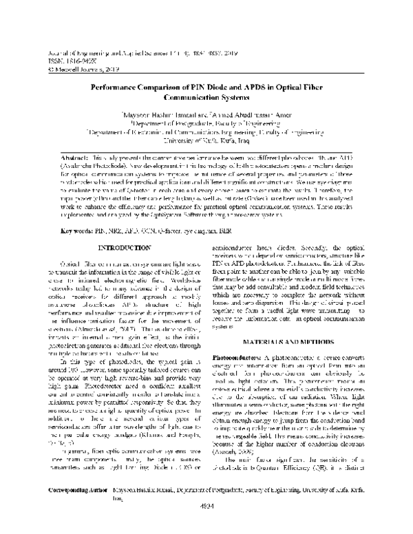 (PDF) Performance Comparison of PIN Diode and APDS in Optical Fiber ...