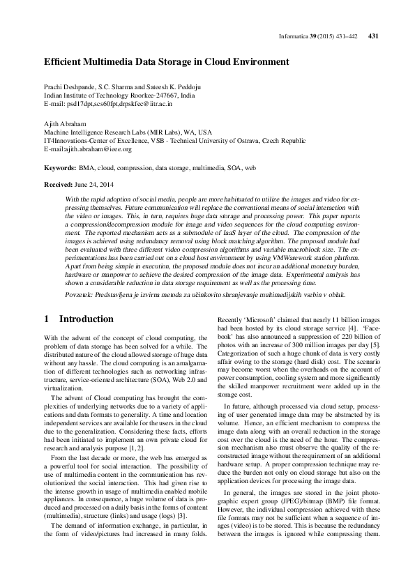 (PDF) Efficient Multimedia Data Storage in Cloud Environment | Prachi Deshpande - Academia.edu