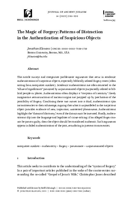 (PDF) The Magic of Forgery: Patterns of Distraction in the ...