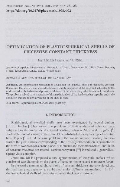 (PDF) Optimization of Plastic Spherical Shells of Piecewise Constant ...