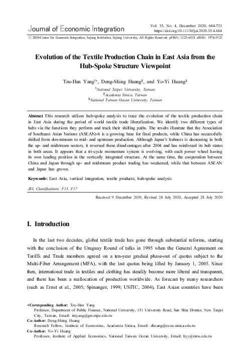 (PDF) Evolution of the Textile Production Chain in East Asia from the ...