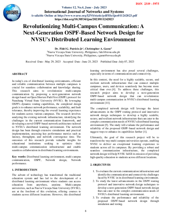 (PDF) Revolutionizing Multi-Campus Communication: A Next-Generation OSPF-Based Network Design ...