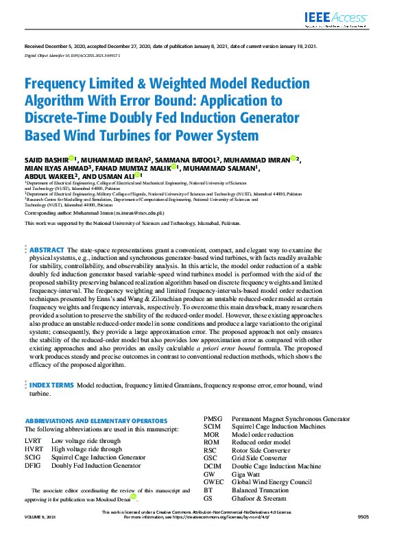 (PDF) Frequency Limited & Weighted Model Reduction Algorithm With Error ...