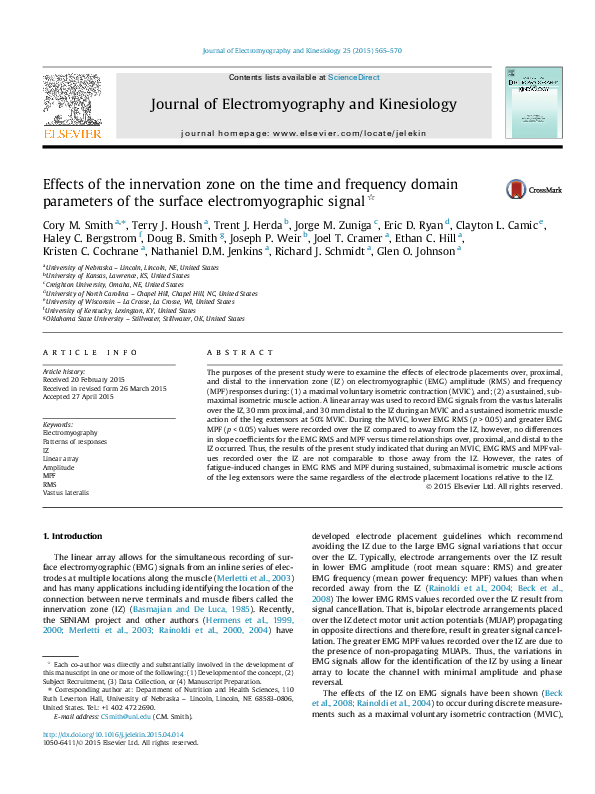 (PDF) Effects of the innervation zone on the time and frequency domain parameters of the surface ...