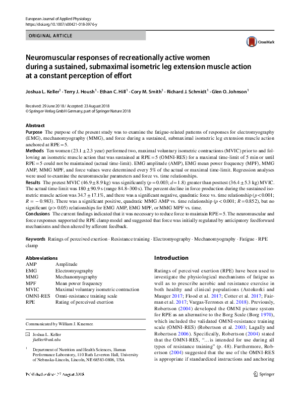 (PDF) Neuromuscular responses of recreationally active women during a ...