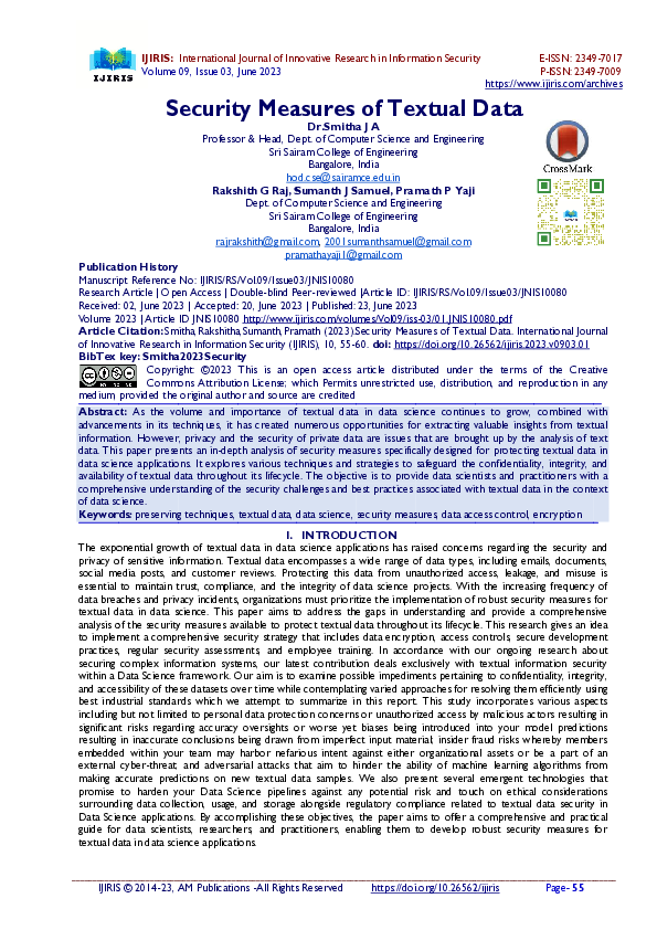 (PDF) Security Measures of Textual Data