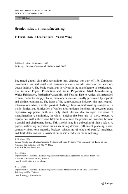 (PDF) Semiconductor manufacturing