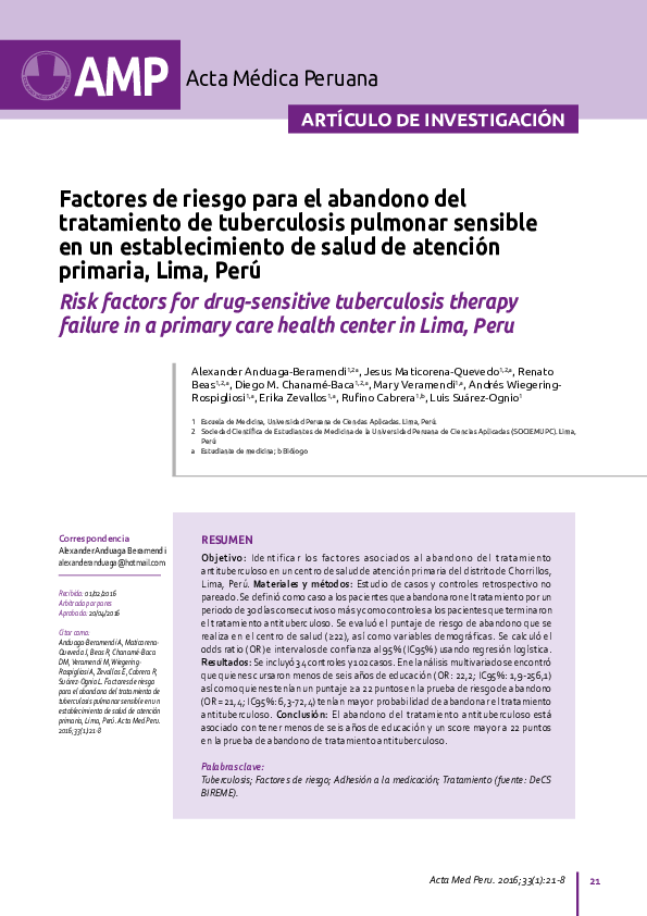 (PDF) Factores de riesgo para el abandono del tratamiento de ...