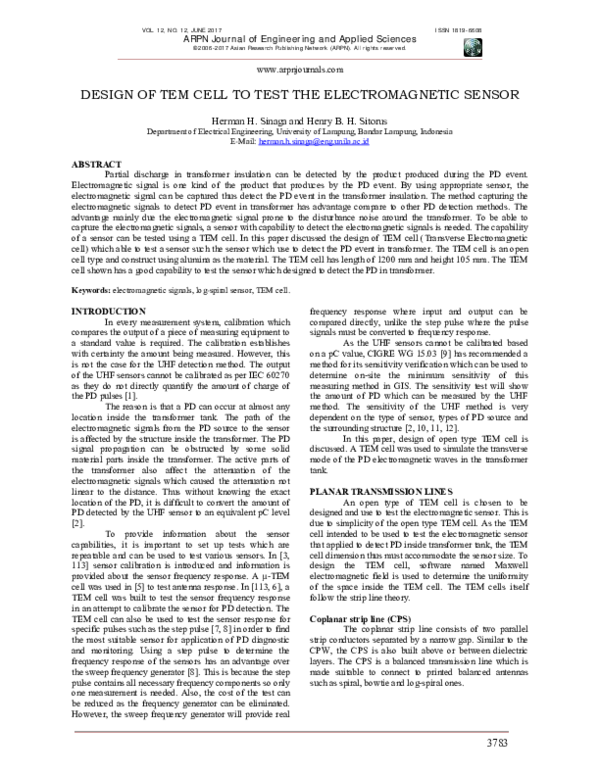(PDF) Design of Tem Cell to Test the Electromagnetic Sensor