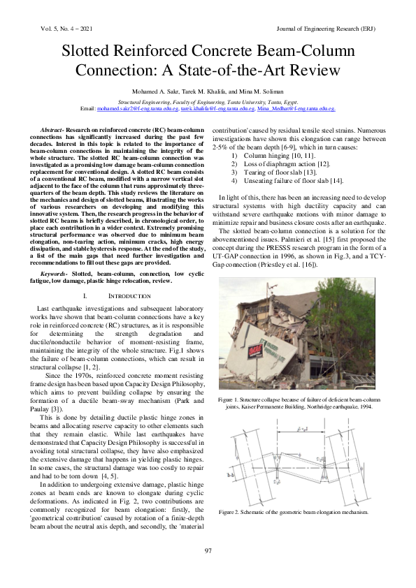(PDF) Slotted Reinforced Concrete Beam-Column Connection: State-of-the-Art Review