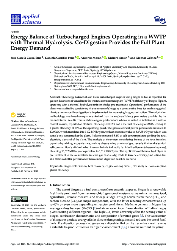 (PDF) Energy Balance of Turbocharged Engines Operating in a WWTP with ...