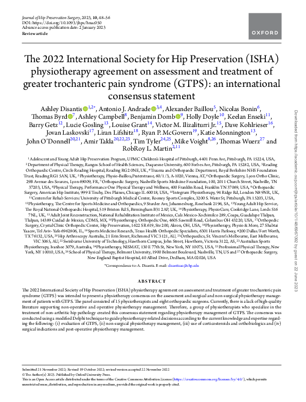 (PDF) The 2022 International Society for Hip Preservation (ISHA ...