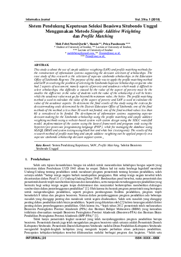 (PDF) Sistem Pendukung Keputusan Seleksi Beasiswa Situbondo Unggul Menggunakan Metode Simple ...