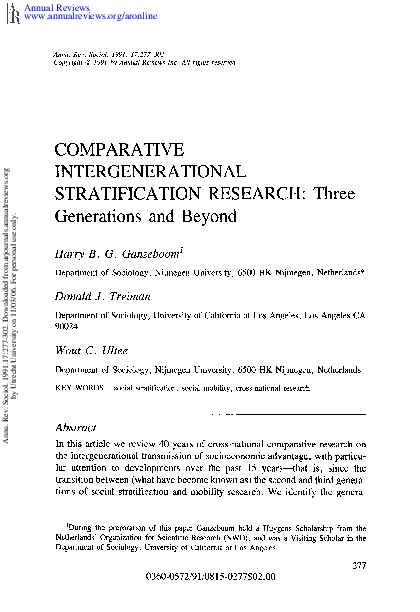 (PDF) Comparative Intergenerational Stratification Research: Three ...