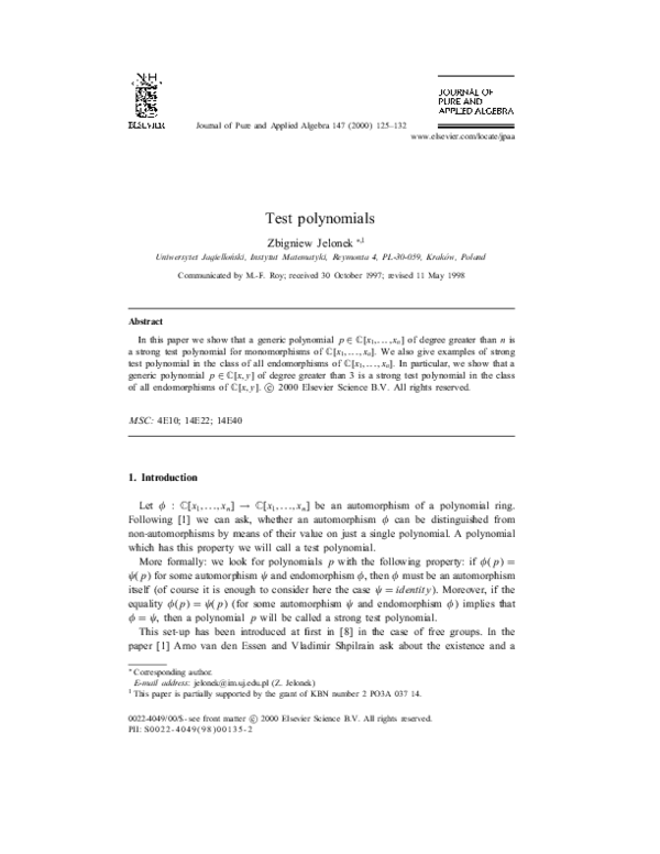 Pdf Test Polynomials 4333