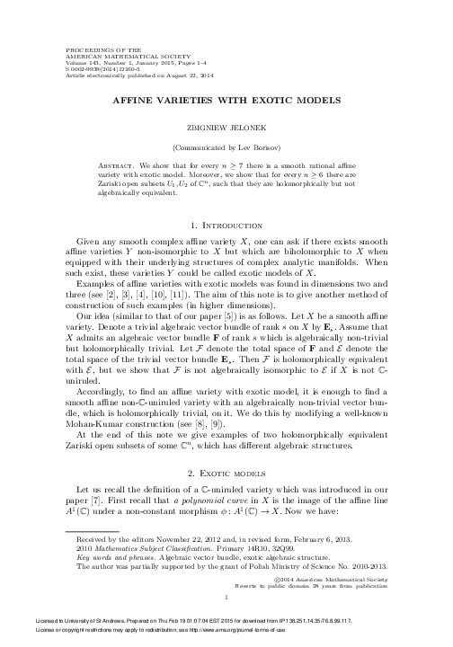 (PDF) Affine varieties with exotic models