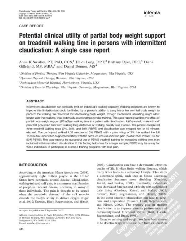 (PDF) Potential clinical utility of partial body weight support on ...