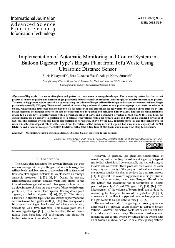 (PDF) Implementation of Automatic Monitoring and Control System in ...