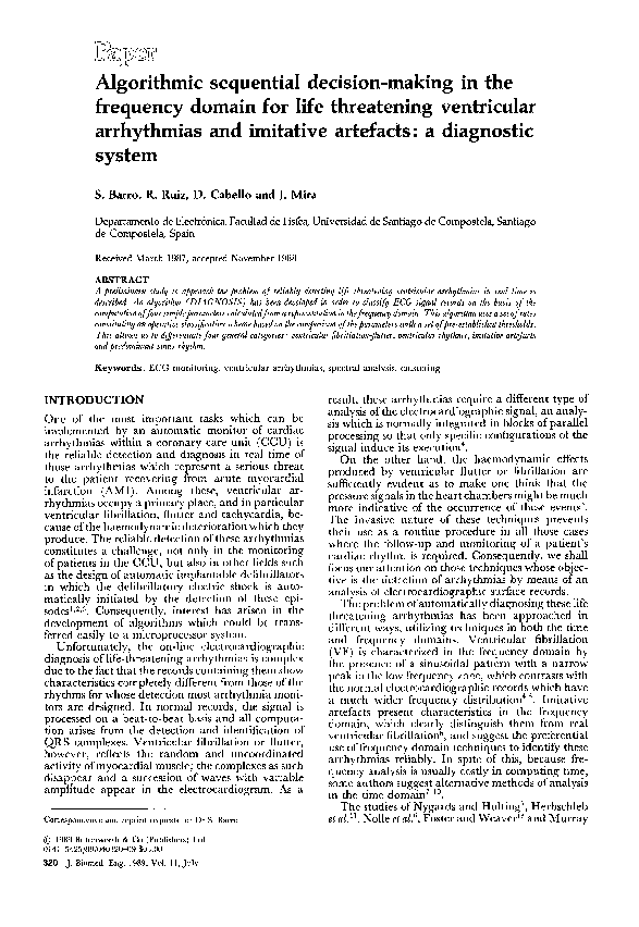(PDF) Algorithmic sequential decision-making in the frequency domain for life threatening ...