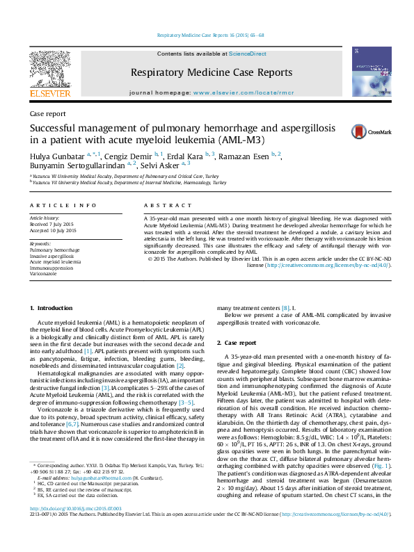 (PDF) Successful management of pulmonary hemorrhage and aspergillosis ...