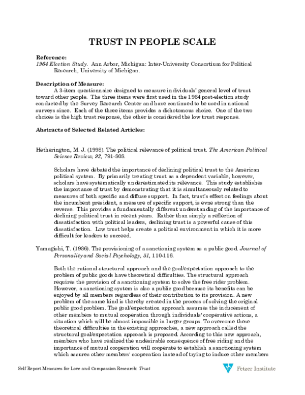 (PDF) Trust in People Scale