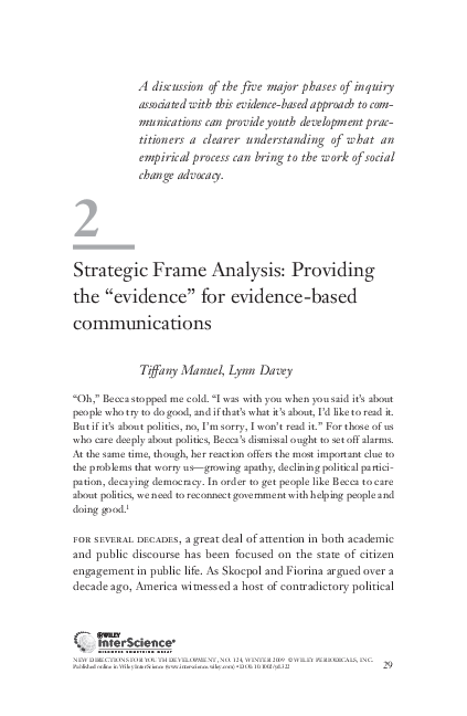 (PDF) Strategic Frame Analysis: Providing the “evidence” for evidence ...
