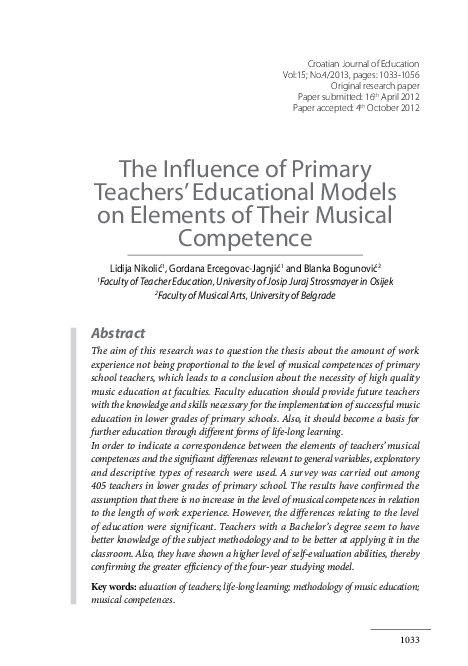 (PDF) The Problem of Music and Music Methodology Education of Teachers ...