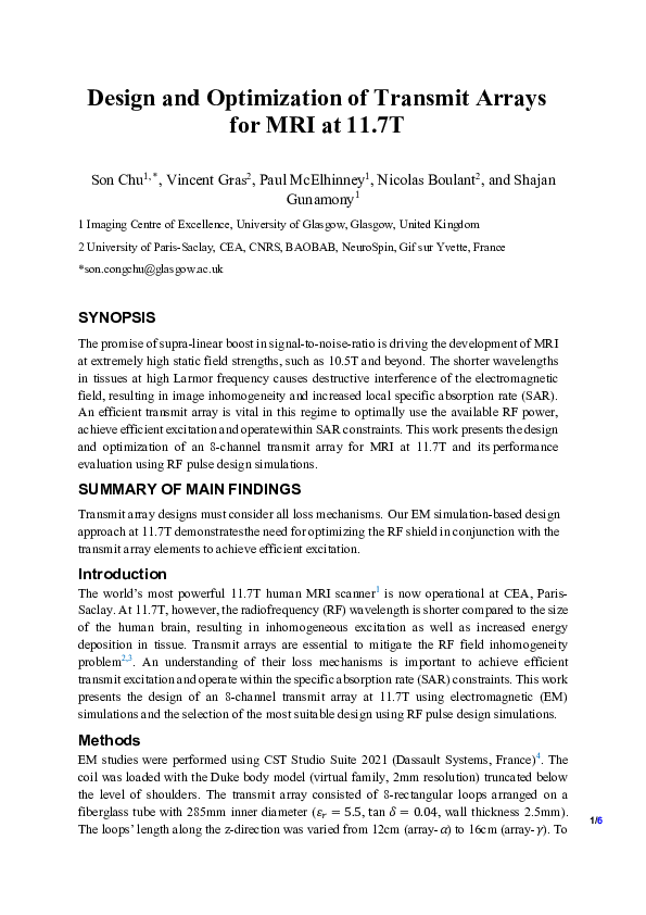 (PDF) Design and Optimization of Transmit Arrays for MRI at 11.7T