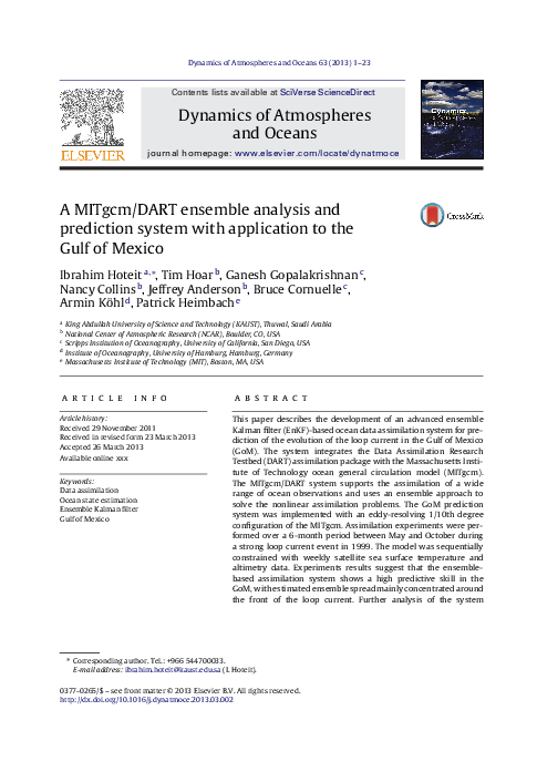 (PDF) A MITgcm/DART ensemble analysis and prediction system with ...