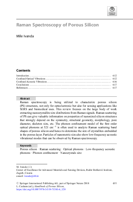 (PDF) Raman Spectroscopy of Porous Silicon