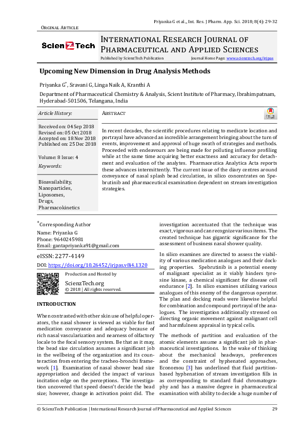 (PDF) Upcoming New Dimension in Drug Analysis Methods