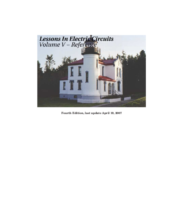 (PDF) 2 Lessons In Electric Circuits, Volume V – Reference