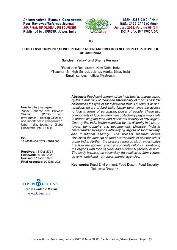 (PDF) Food Environment: Conceptualization and Importance in Perspective ...